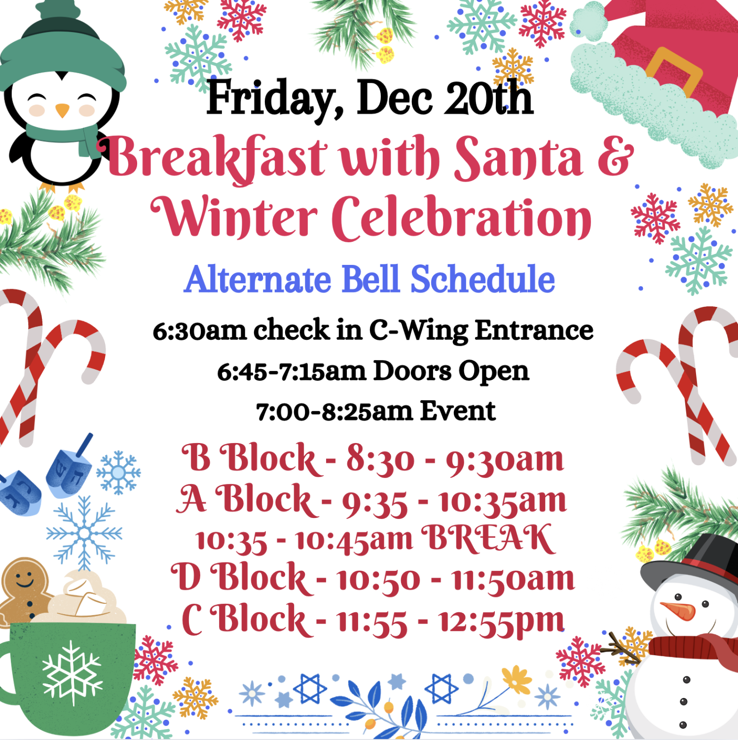 Friday, December 20th Alternate Bell Schedule | École Secondaire R.A ...